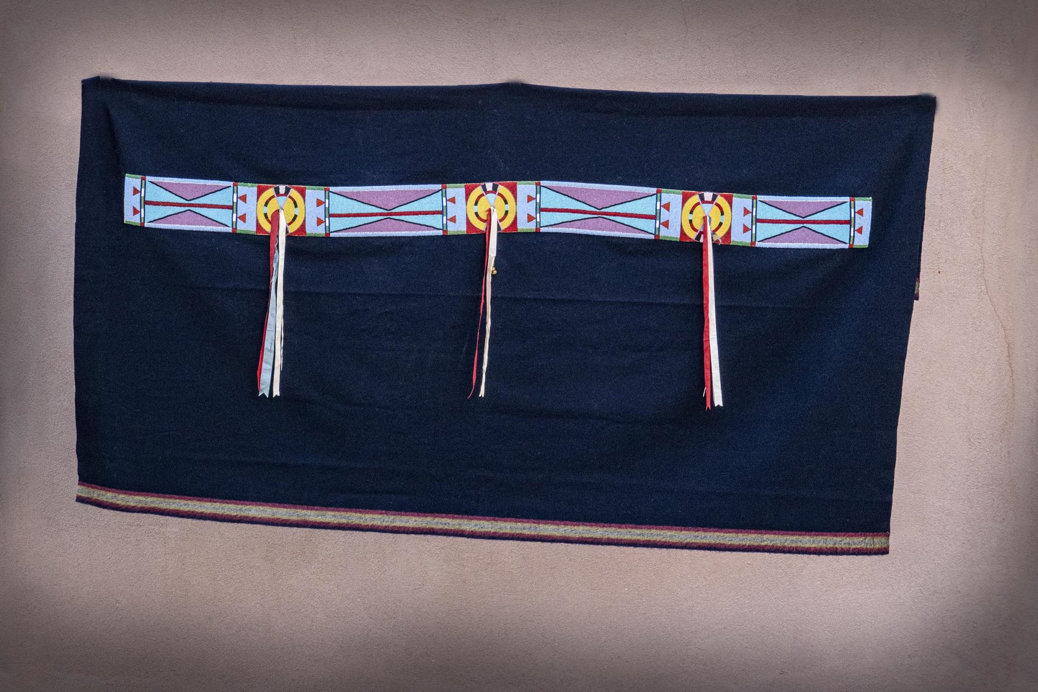 Beaded Plateau Blanket Strip on Rainbow Selvedge Trade Cloth - THE ...